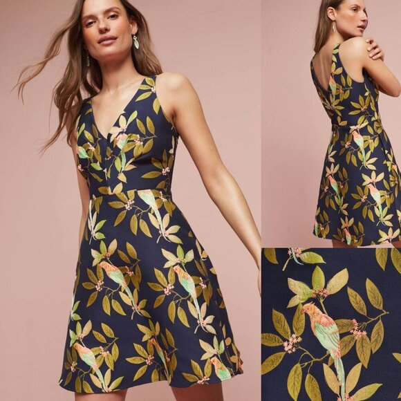 Eva Franco | Dresses | Eva Franco Navy Floral Mini Dress | Poshmark